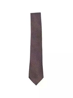 Canali Geometric-print Silk Neck Tie - Brown