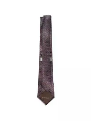 Canali Geometric-print Silk Neck Tie