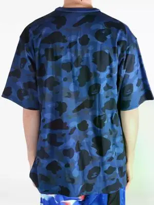 A BATHING APE Camouflage-print Logo-print T-shirt - Blue
