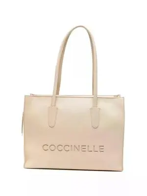 COCCINELLE Logo-embossed Leather Shoulder Bag - Neutrals