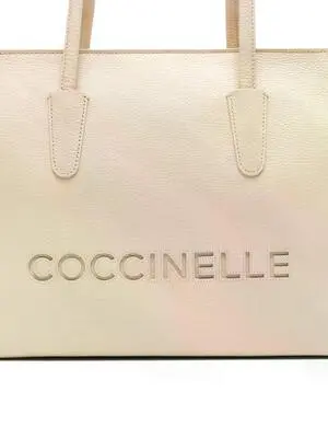 COCCINELLE Logo-embossed Leather Shoulder Bag - Neutrals