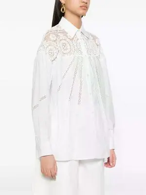 SEMICOUTURE Lace-panelled Embroidered Shirt