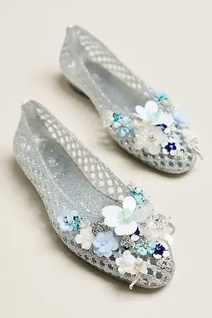Anthropologie Heavenly Jelly Marigold Jelly Flats - Silver