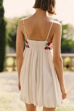 Anthropologie Embroidered Mini Bubble Dress