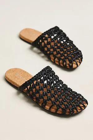 SILENT D Woven Slide Slip-on Sandals - Black