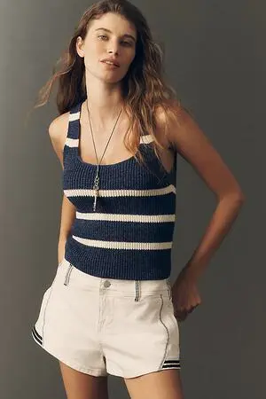 Maeve Striped Square-neck Sweater Tank - Navy