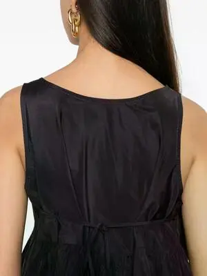 SUSANNE BOMMER Sleeveless Peplum Top With Ribbon Tie - Black
