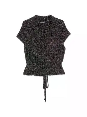 SUSANNE BOMMER Metallic-effect Tie-fastening Top - Black