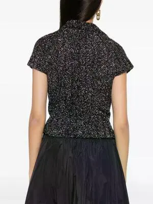 SUSANNE BOMMER Metallic-effect Tie-fastening Top - Black