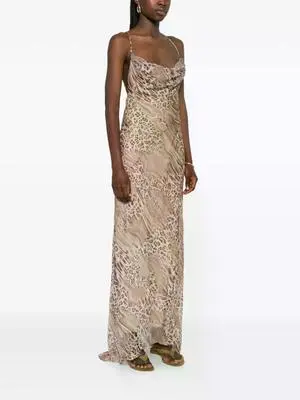 BLUGIRL Leopard-print Cowl-neck Maxi Dress