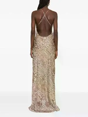 BLUGIRL Leopard-print Cowl-neck Maxi Dress