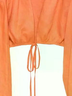 ACTUALEE Tie-fastening Puff-sleeve Top