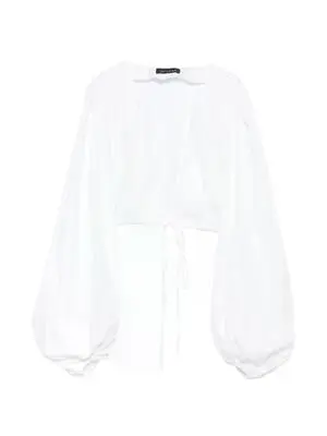 ACTUALEE Tie-fastening Puff-sleeve Top