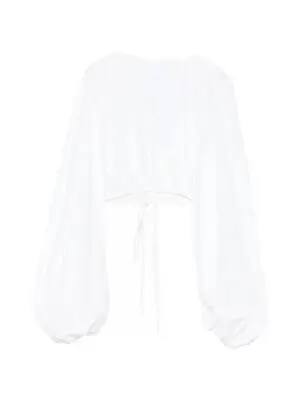 ACTUALEE Tie-fastening Puff-sleeve Top