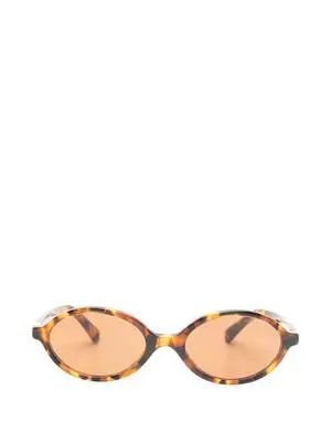 Miu Miu Tortoiseshell-effect Oval Sunglasses - Brown