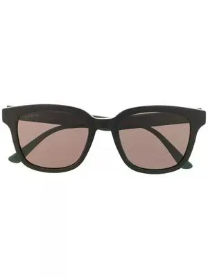 Gucci Web Detail Rectangular-frame Sunglasses - Black