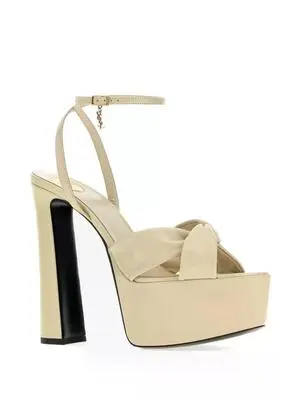 Saint Laurent Franciane Knotted Sandals - Neutrals