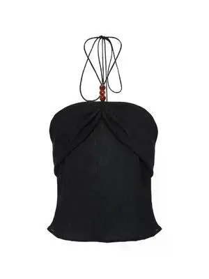 Magda Butrym Beaded Halterneck Top - Black