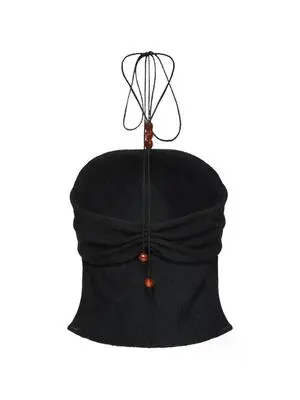 Magda Butrym Beaded Halterneck Top - Black