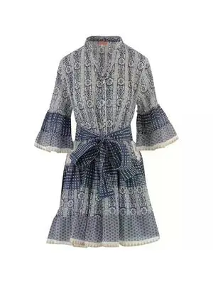 PEP'S Geometric-pattern Ruffled Dress - Blue