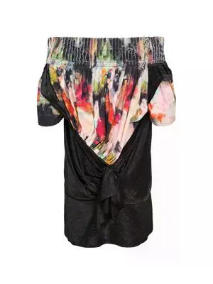 CAROLINE HU Ruched Printed Top