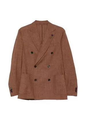 LARDINI Double-breasted Peak-lapel Jacket - Brown