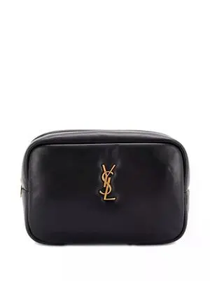 Saint Laurent Calypso Cosmetic Case Leather Pouch - Black