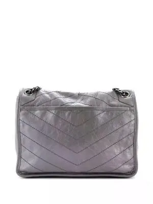 Saint Laurent Niki Chain Flap Bag Matelasse Chevron Leather Medium - Grey