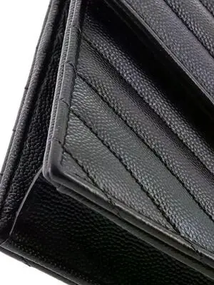 Saint Laurent Monogram Wallet On Chain Matelasse Chevron Leather - Black