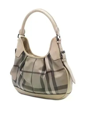 Burberry Smoked Check Coated Canvas Brooklyn Hobo Bag - Neutrals