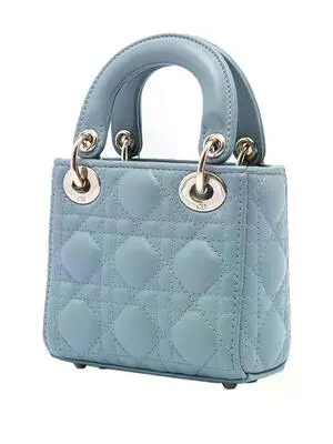 Dior 2021 Micro Lambskin Cannage Lady Satchel - Blue