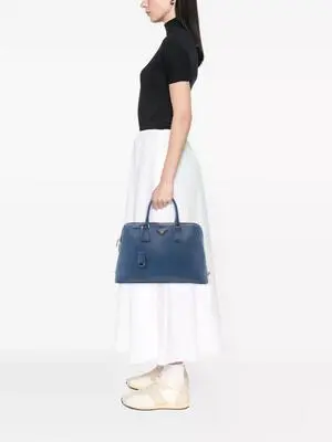 Prada Large Saffiano Lux Promenade Satchel - Blue