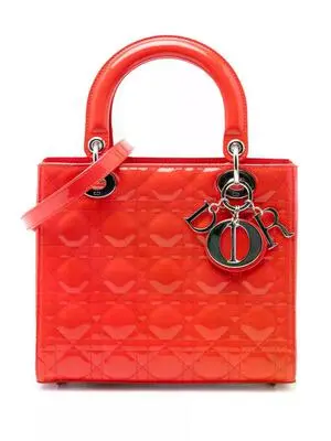 Dior 2014 Medium Patent Cannage Lady Satchel - Orange