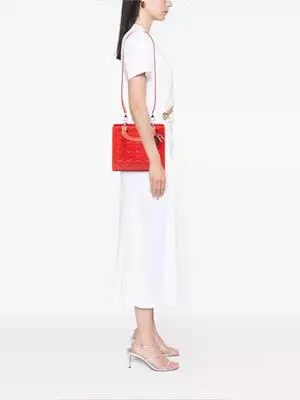 Dior 2014 Medium Patent Cannage Lady Satchel - Orange