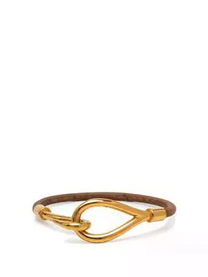 Hermès Calfskin And Gold-plated Jumbo Hook Bracelet - Brown