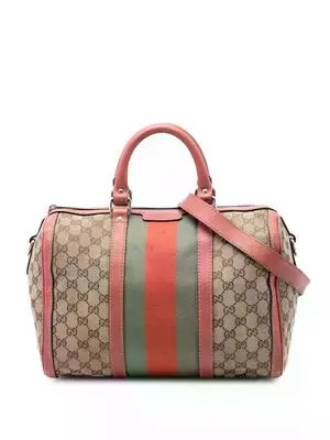 Gucci Medium Gg Canvas Web Joy Boston Bag Satchel - Neutrals
