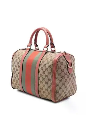Gucci Medium Gg Canvas Web Joy Boston Bag Satchel - Neutrals
