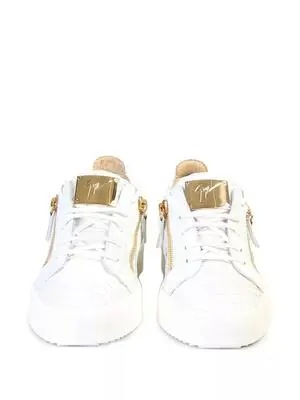 GIUSEPPE ZANOTTI Nicki Snake-effect Leather Lace-up Sneakers - Black