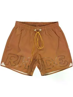 Rhude Logo-print Swim Shorts - Brown