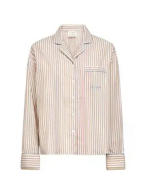 MC2 SAINT BARTH Striped Shirt With Piping Detail - Neutrals