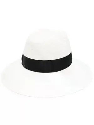 Borsalino Straw Hat With Ribbon Trim - Neutrals