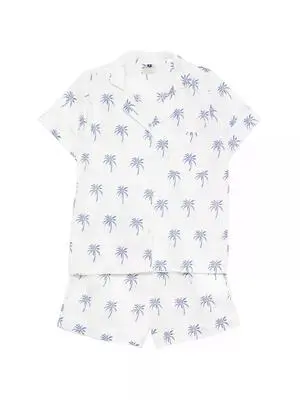 ELLEBLEU Palm-print Short-sleeve Shorts Set - White