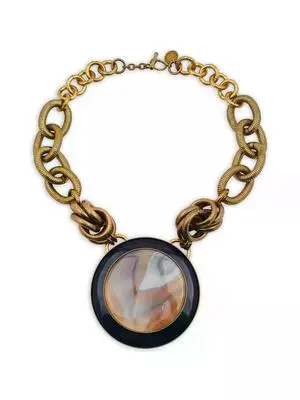 ANTON HEUNIS Agate Pendant Chunky Chain Necklace - Gold