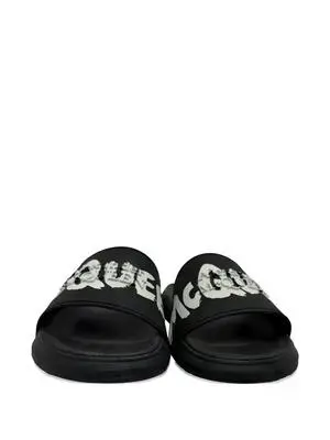 Alexander McQueen Graffiti Logo Slide Sandals