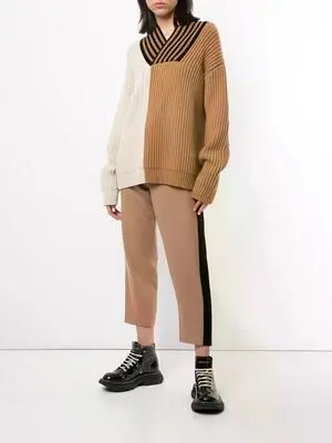 PORTS V Colour-block Panelled Sweater