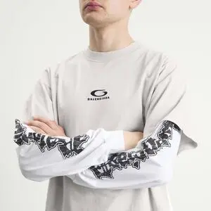 Balenciaga Metal Merch Double T-shirt - Light Grey/white