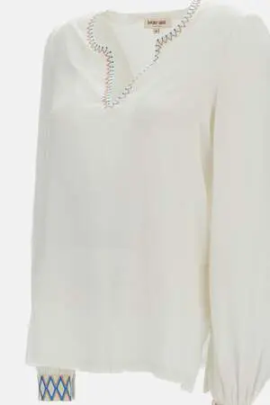 EMPORIO SIRENUSE Embroidered Silk Blouse - White