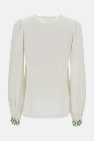 EMPORIO SIRENUSE Embroidered Silk Blouse - Rosso