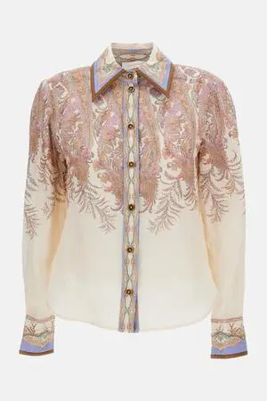 Zimmermann Alchemy Paisley Shirt Bodysuit - Beige