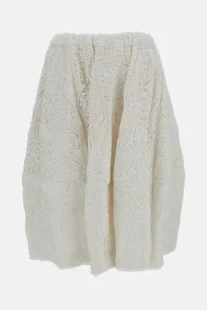 Comme Des Garçons Embroidered Midi Skirt - White
